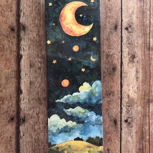 Starry Night Moon and Stars Laminated Bookmark - Book Lover Gift ...