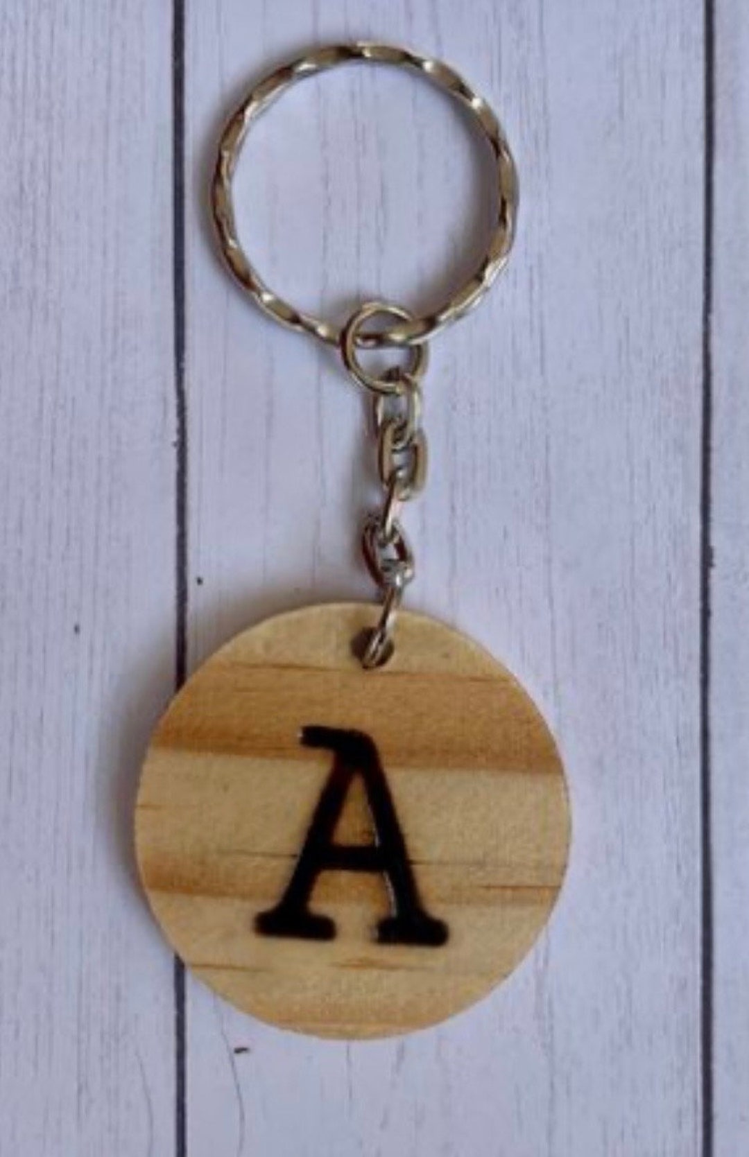 Personalized Initial Key Chain, Wood Burned Key Chain, Nature Lover ...