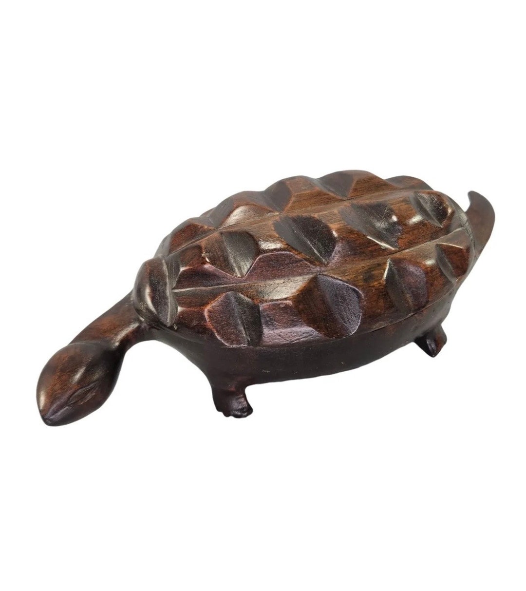 Vintage Hand Carved Wooden Turtle Artist Name Engraved on Bottom - Etsy