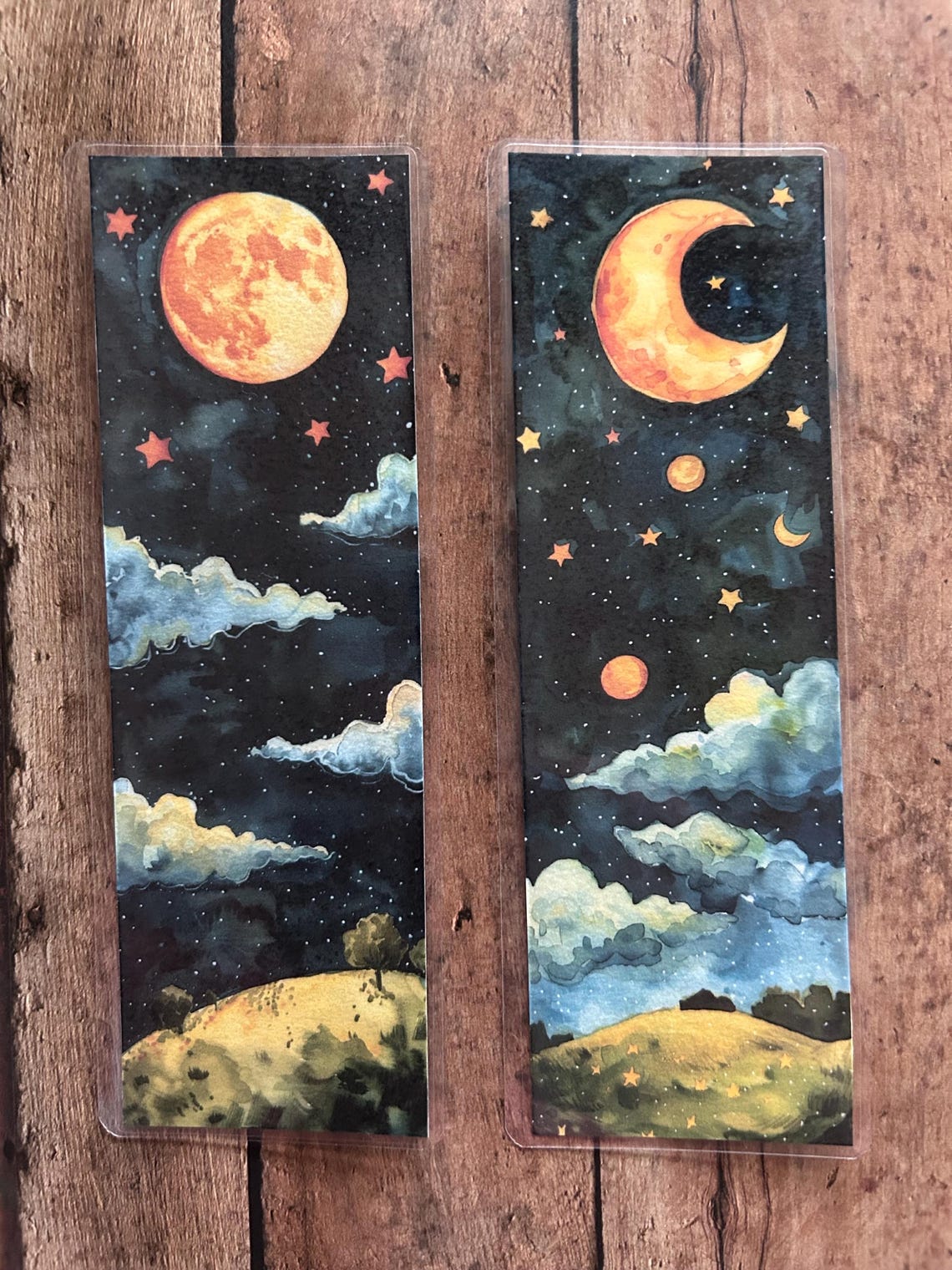 Starry Night Moon and Stars Laminated Bookmark Book Lover Gift Bookmark ...