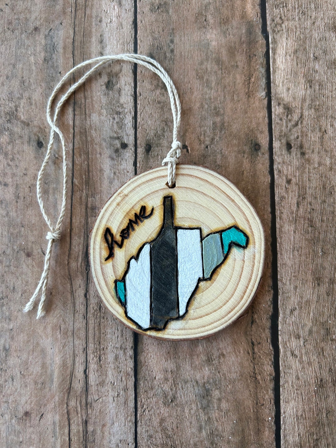 Hand Painted and Wood Burned West Virginia State Ornament, WV Wood ...