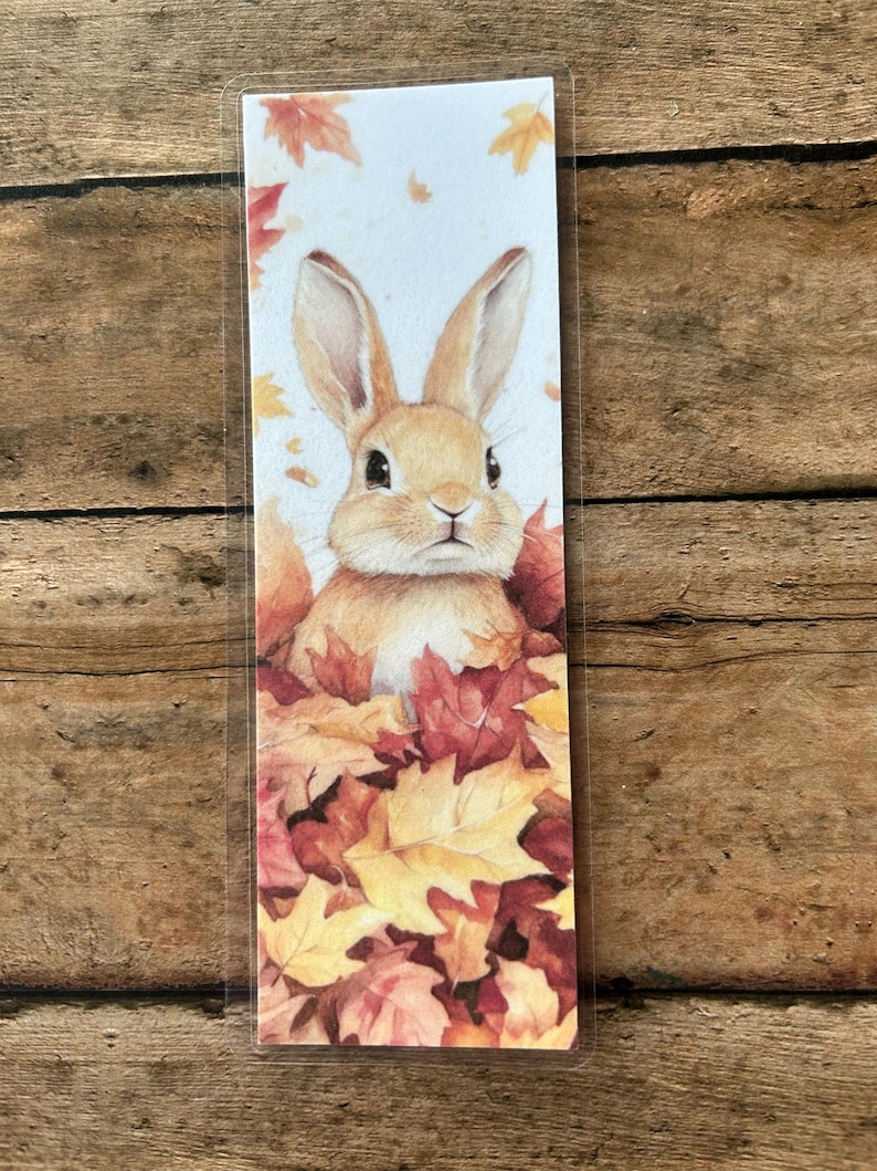 Cute Bunny Rabbit Laminated Bookmark - Book Lover Gift - Bookmark ...