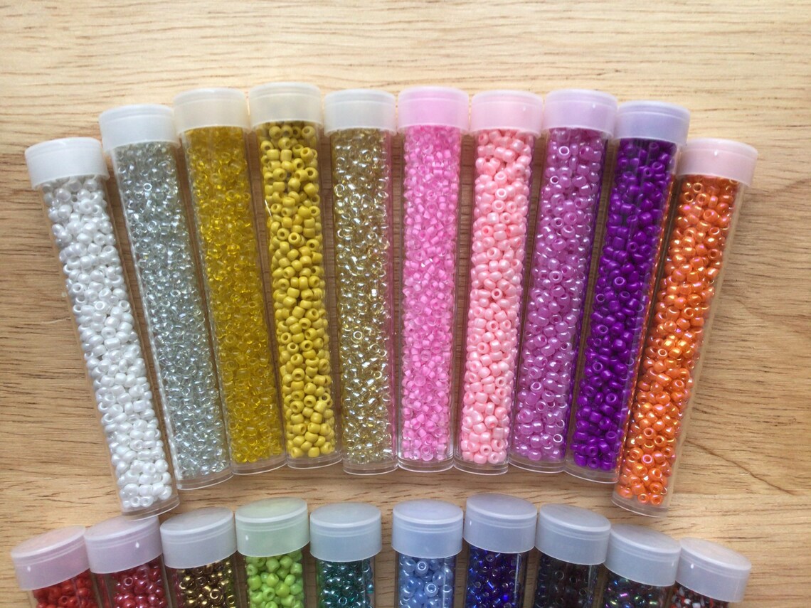Wholesale lot bulk size 11/0 glass seed beads in plastic tubes | Etsy