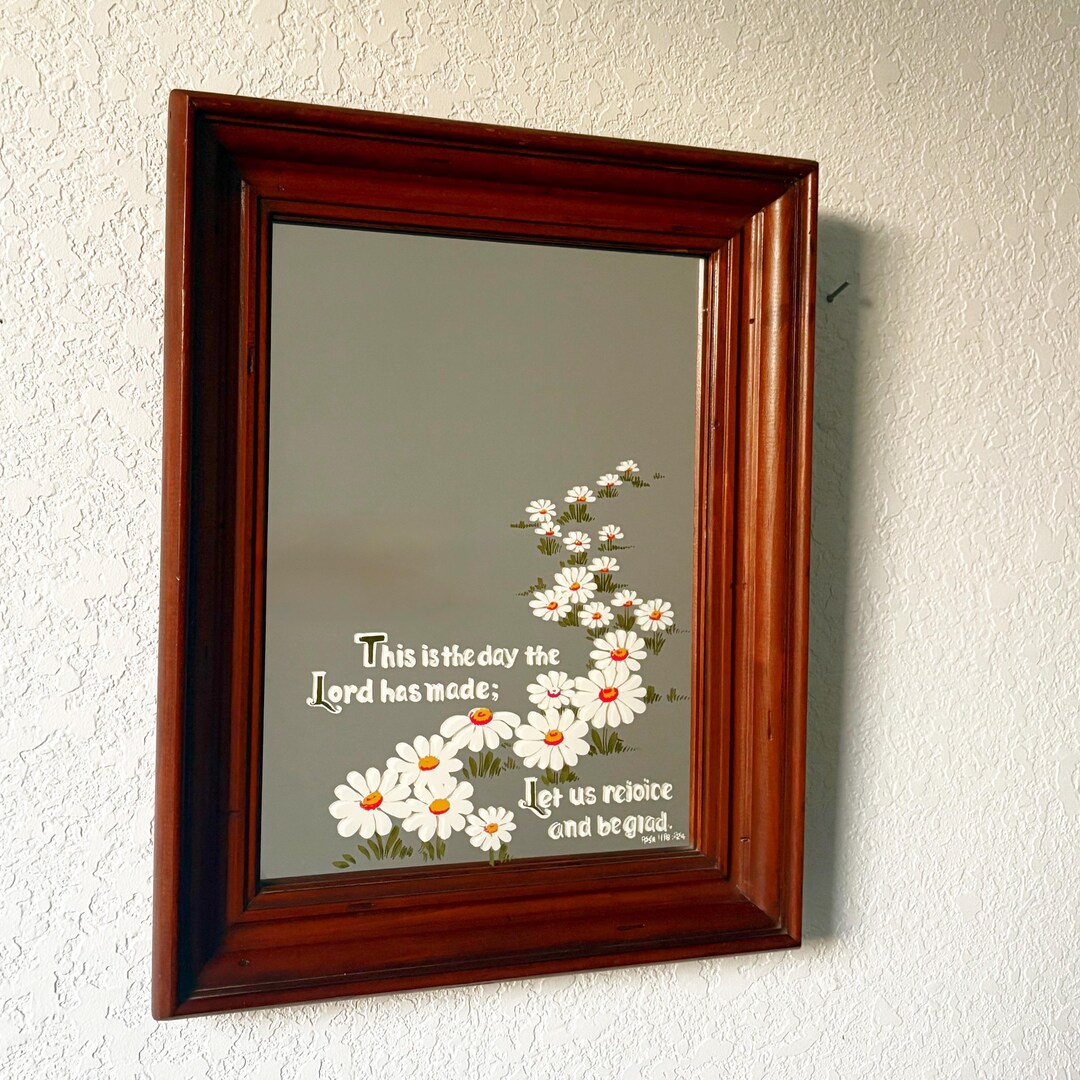 Midcentury Hand Painted Daisy Mirror: Psalm 118, Mid Century Decor - Etsy