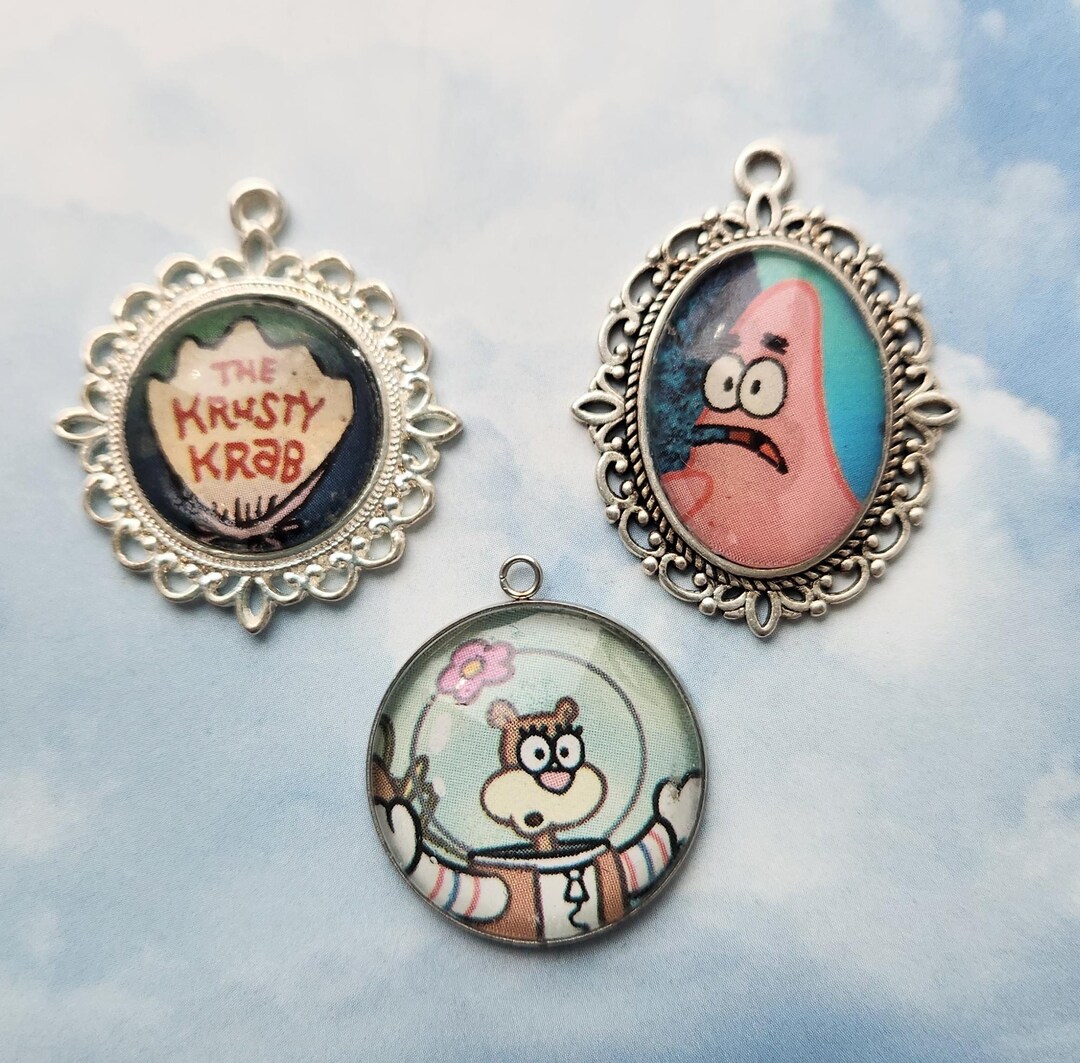 Spongebob Pendants | Upcycled Picture Book, Necklaces / Keychains - Etsy