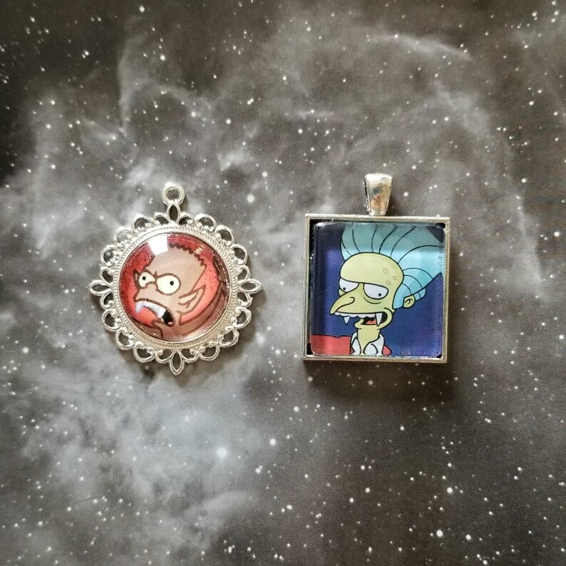 The Simpsons Horror Pendants, Upcycled Comics - Etsy