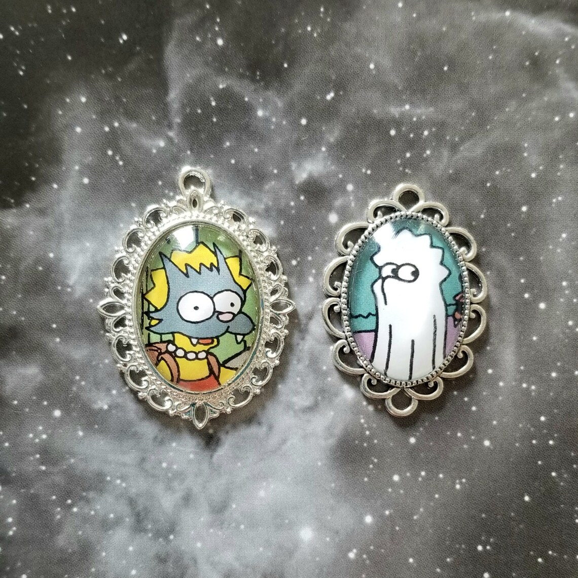 The Simpsons Horror Pendants, Upcycled Comics - Etsy