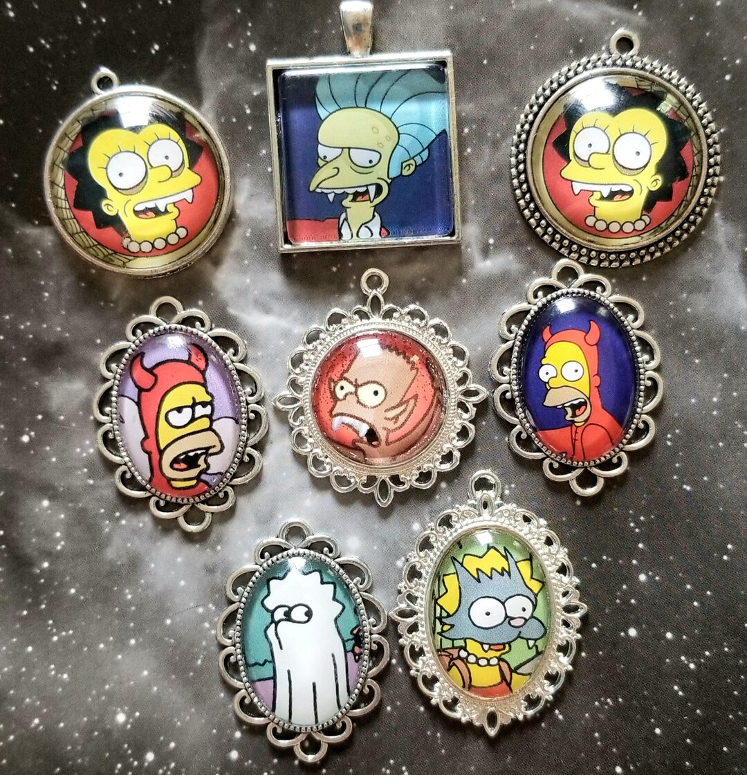 The Simpsons Horror Pendants, Upcycled Comics - Etsy