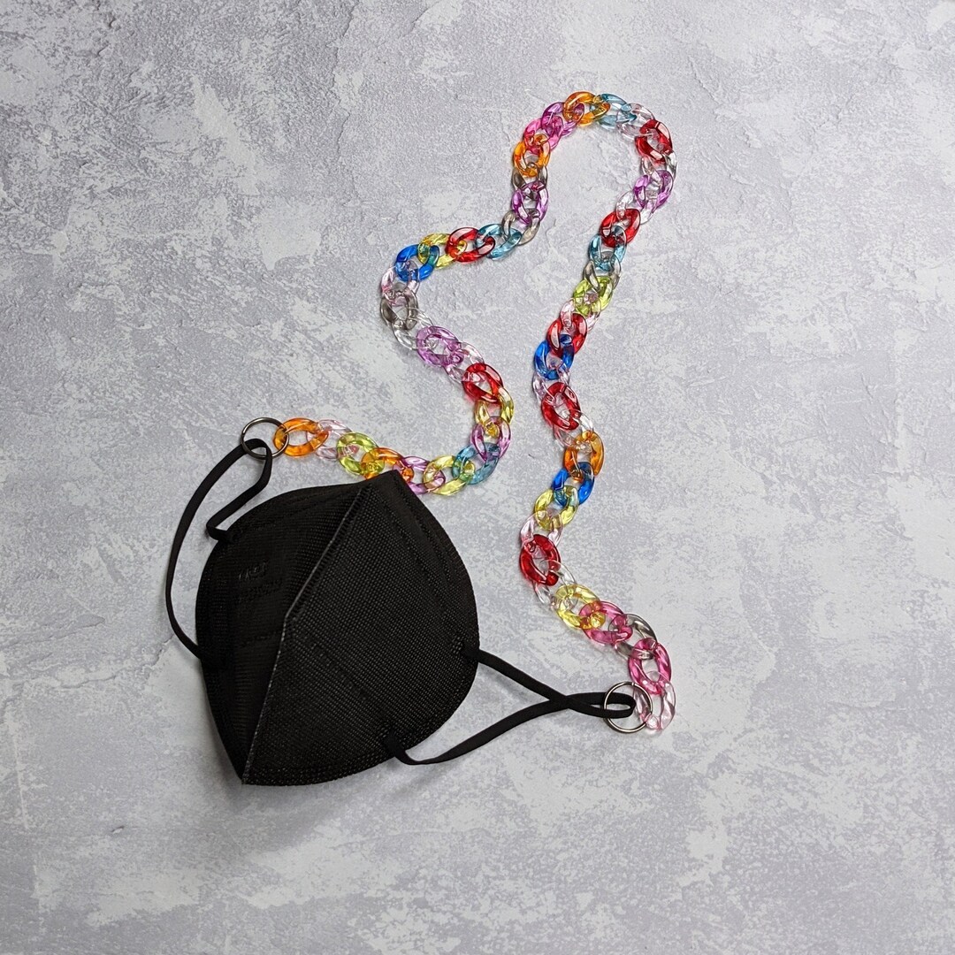 Chunky Plastic Chain Link Face Mask Holder - Colorful Kawaii Open Chain ...