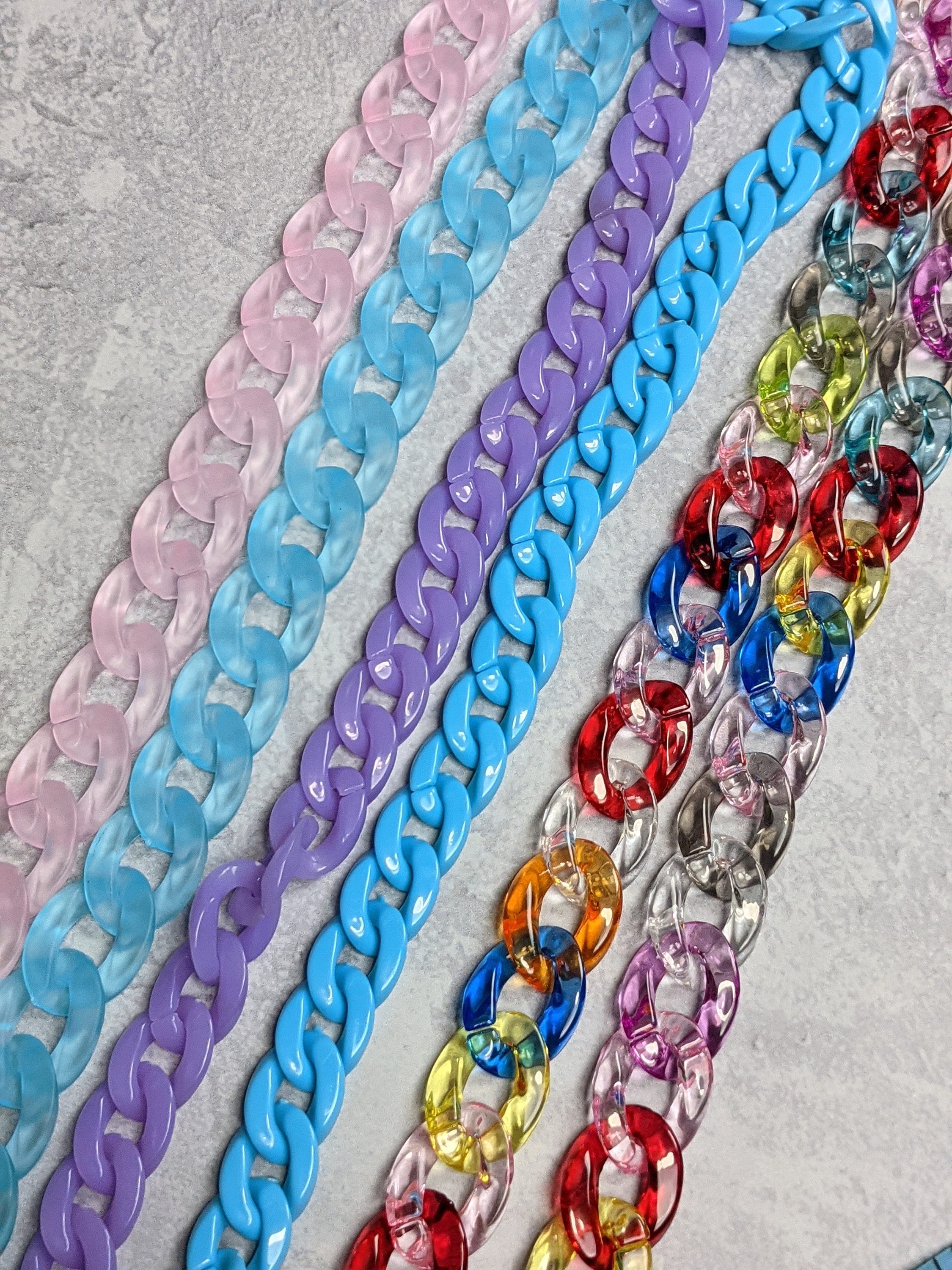 Chunky Plastic Chain Link Face Mask Holder - Colorful Kawaii Open Chain ...