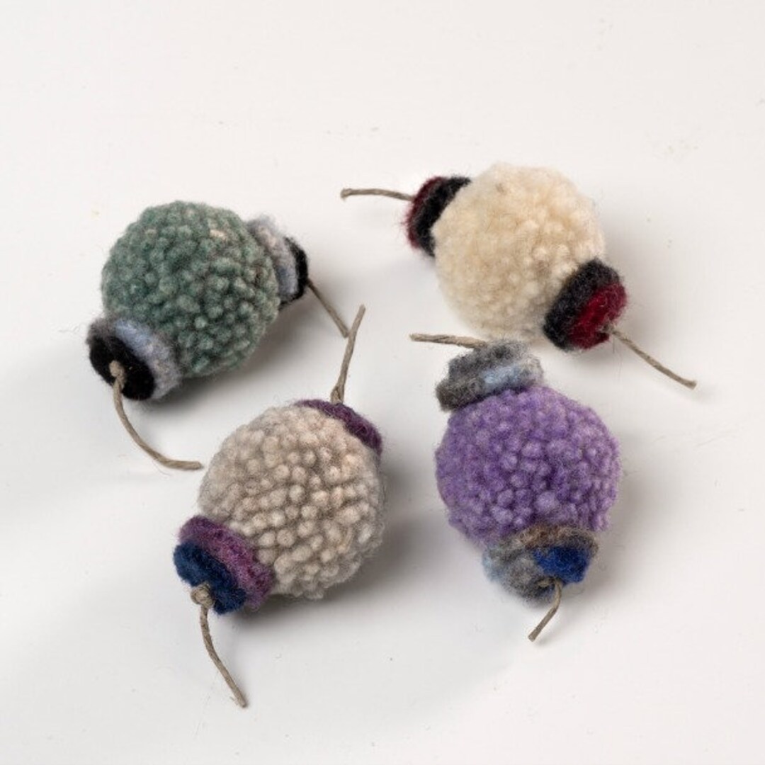 Set of 4 Kitty Bonbon Chase Toys - Wool Ball Cat Toys - Plastic Free ...