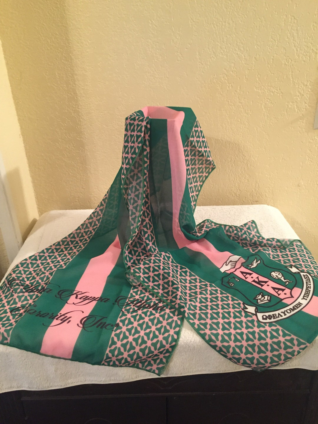 Blow Out Sale Alpha Kappa Alpha Scarf Pink and Green Scarf - Etsy