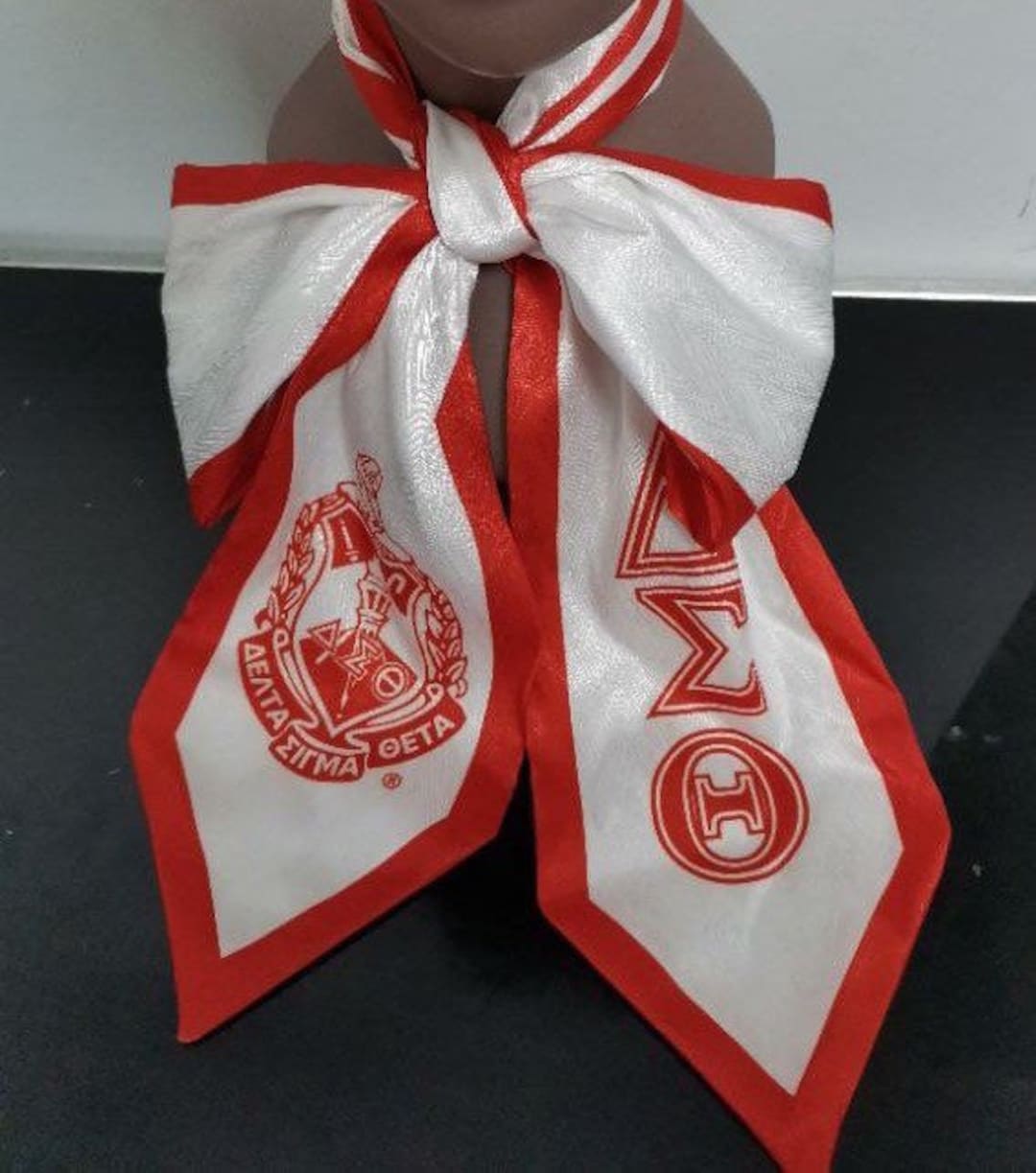 Delta Sigma Theta Scarf: Red Trim Stole or Bow Tie - Etsy
