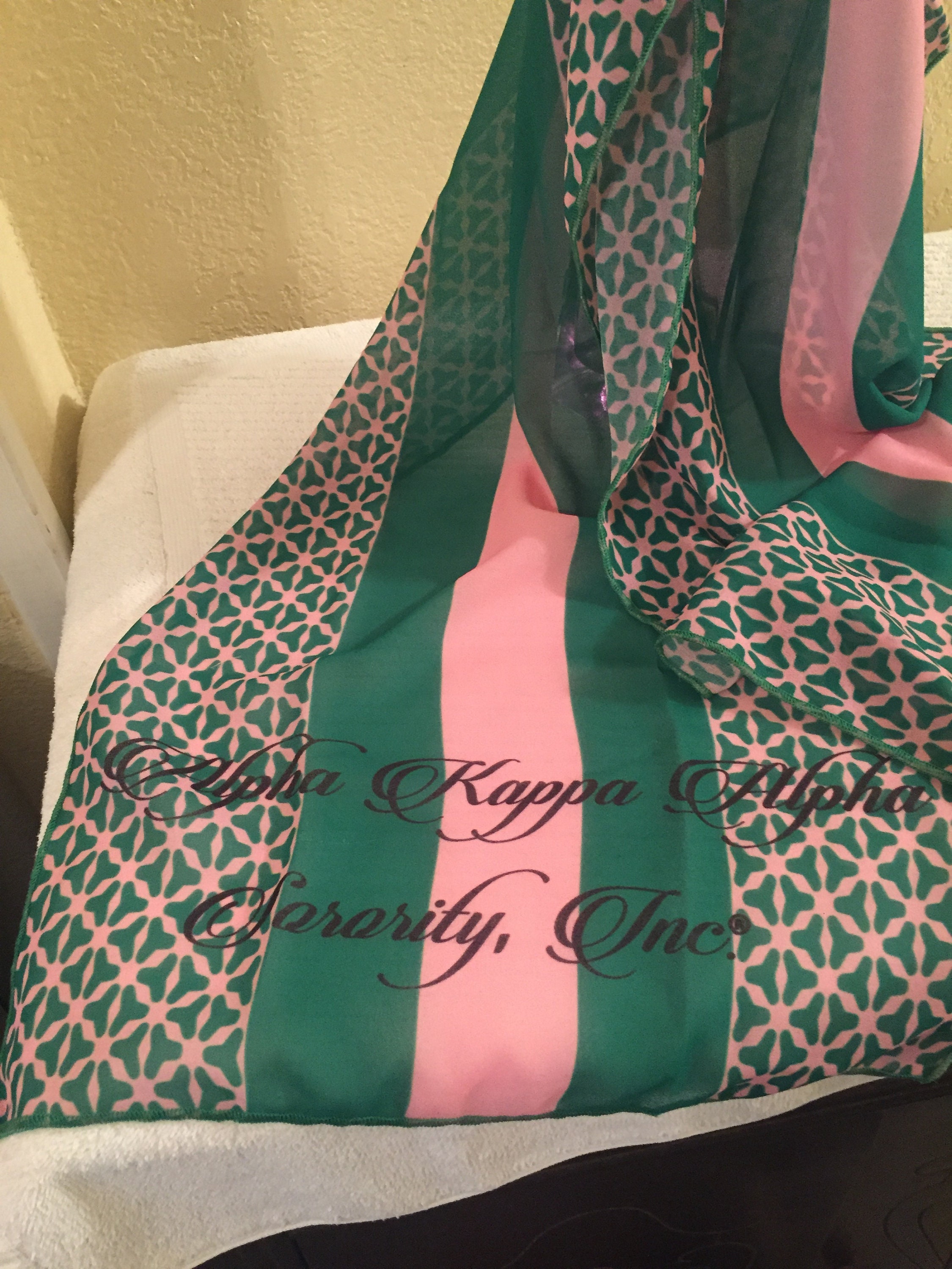 Blow Out Sale Alpha Kappa Alpha Scarf Pink and Green Scarf - Etsy