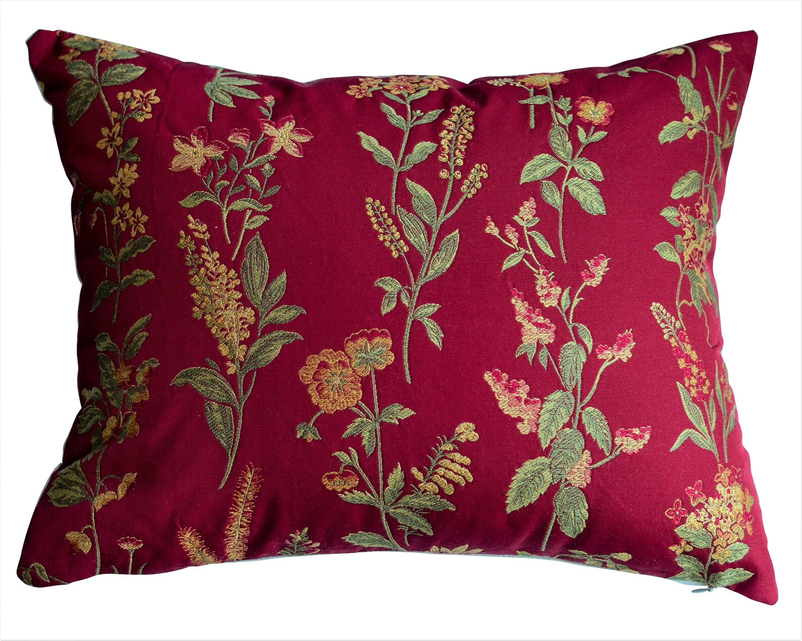Decorative Floral Red Pillow Motif Red Green Yellow Pillow - Etsy