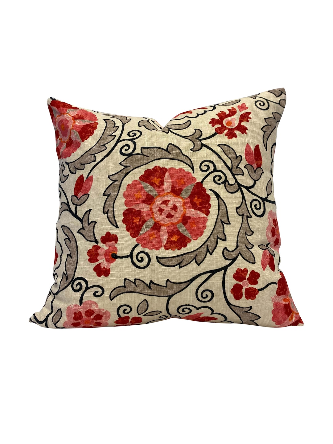 Shades of Red Medallion Pillow Cover Decorative Floral Pillow Colorful ...