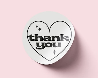 Thank You Retro Sticker Template, Thank You Stickers, Craft Stickers ...