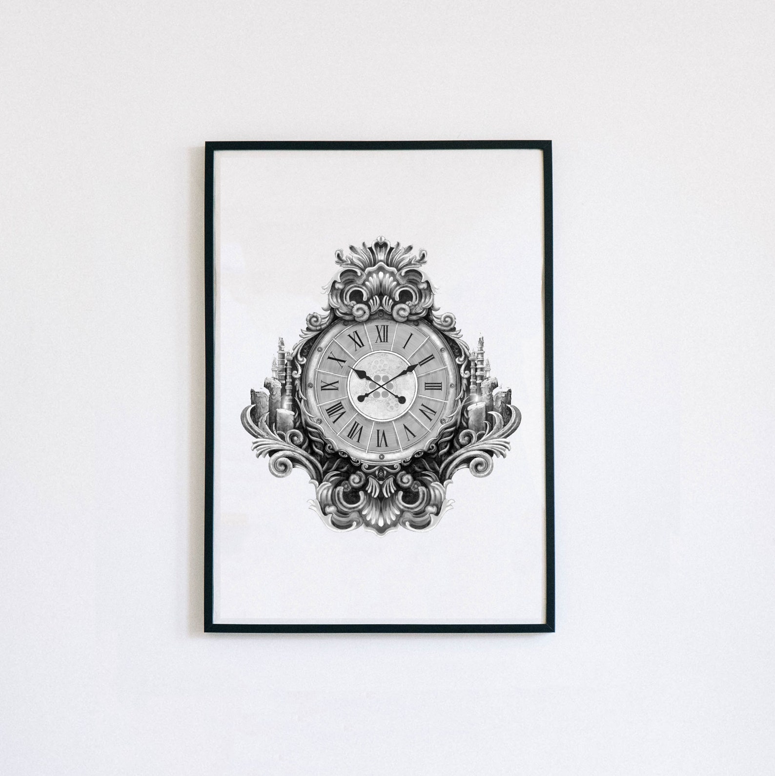 Halloween Dark Art Print Goth Clock, Fall Decor Wall Art | Witchy Emo ...