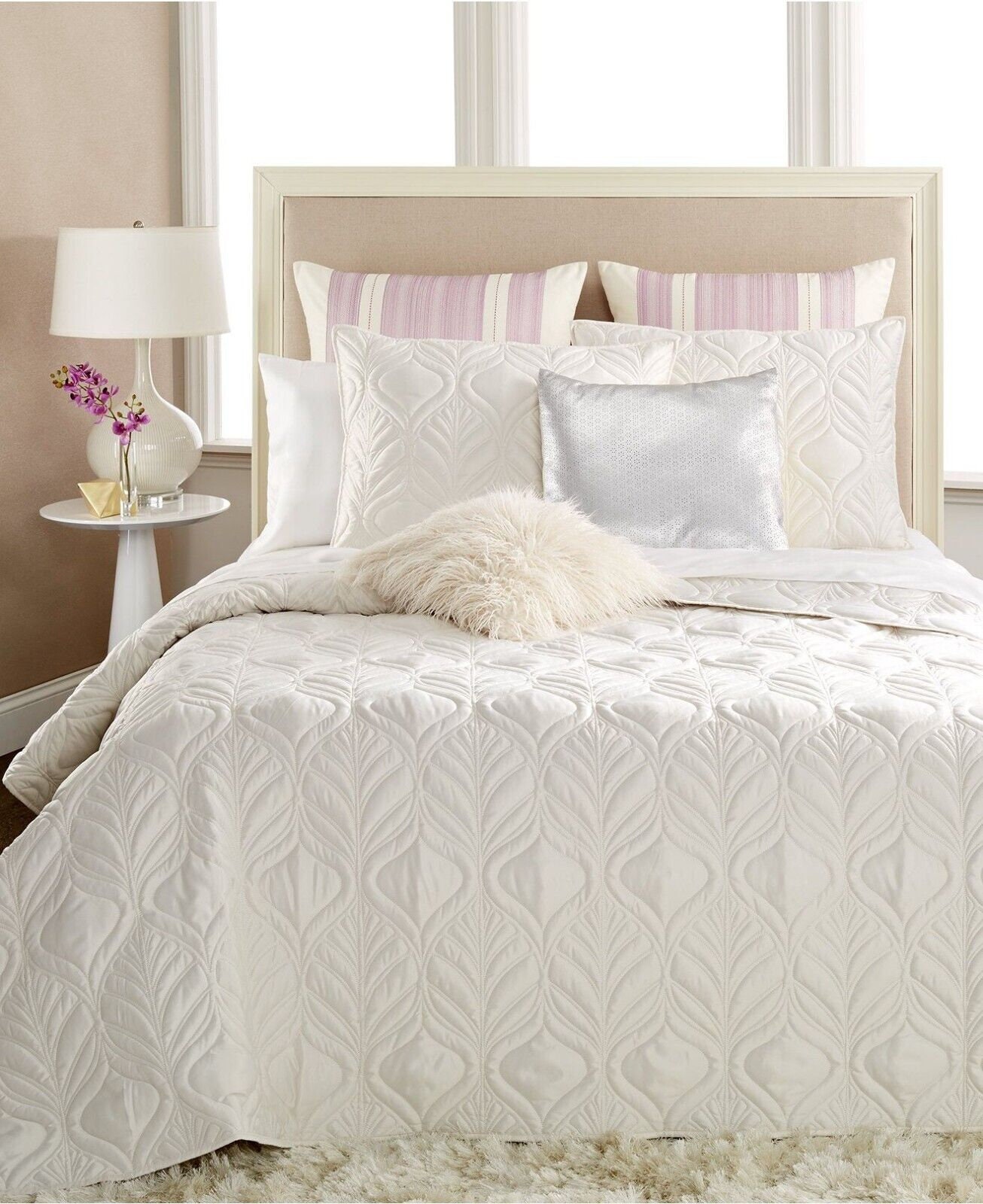 INC Gigi Quilt Coverlet Full Queen Ivory Cream Silky 92X96 NEW - Etsy