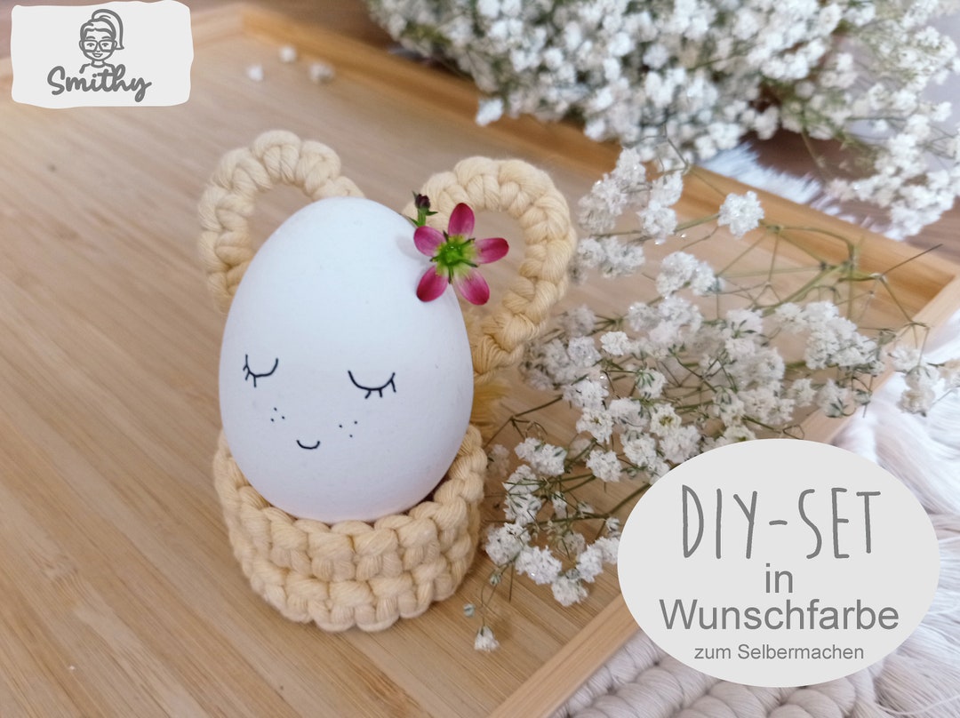 Macrame, Egg Cup Rabbit, DIY Kit, Free Choice of Colors, Easter, Eggs, Boho, Material and ...