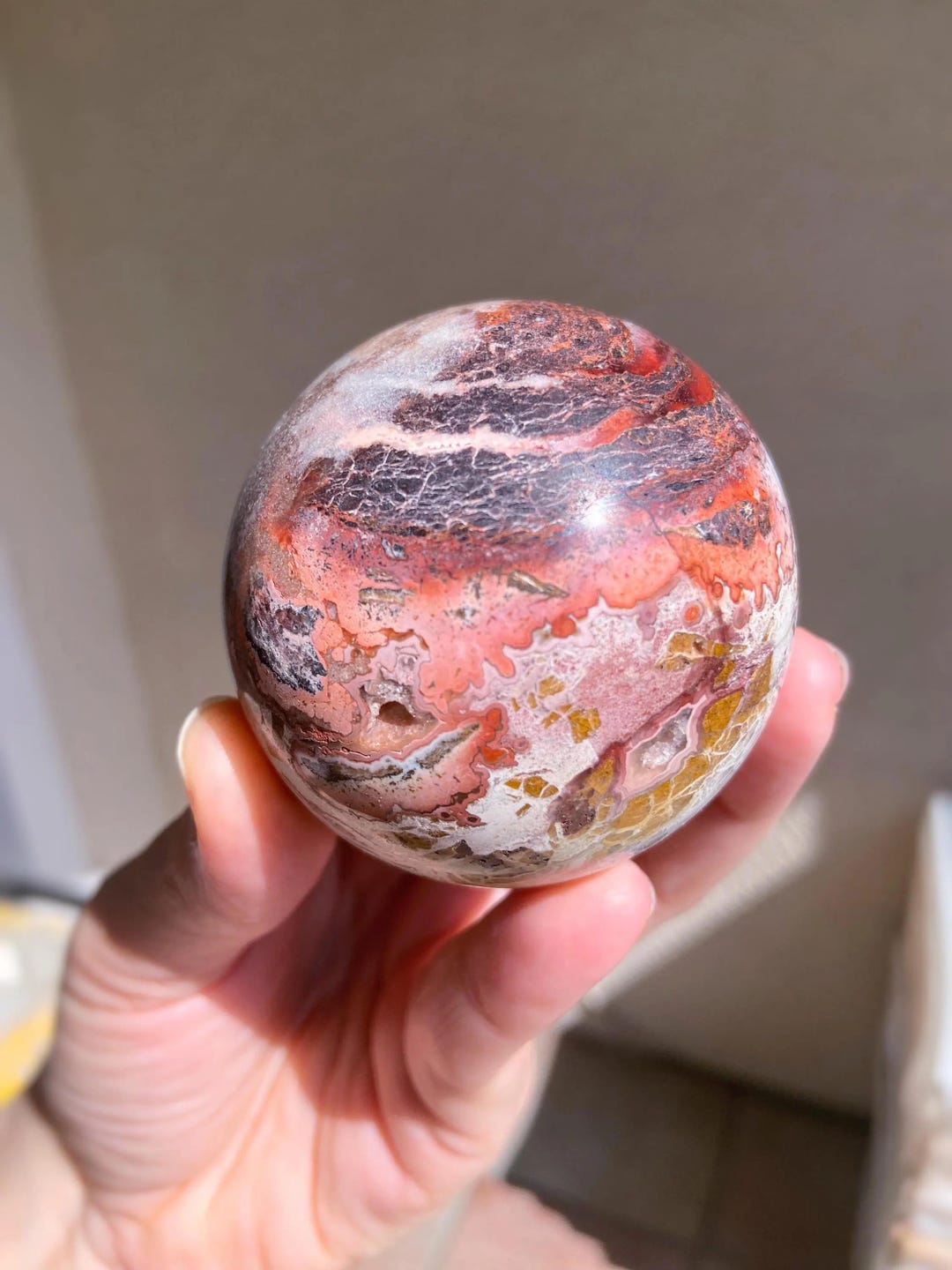 High Quality Mexican Agate Sphere, Healing Crystal Ball, Gemstone, Orb ...
