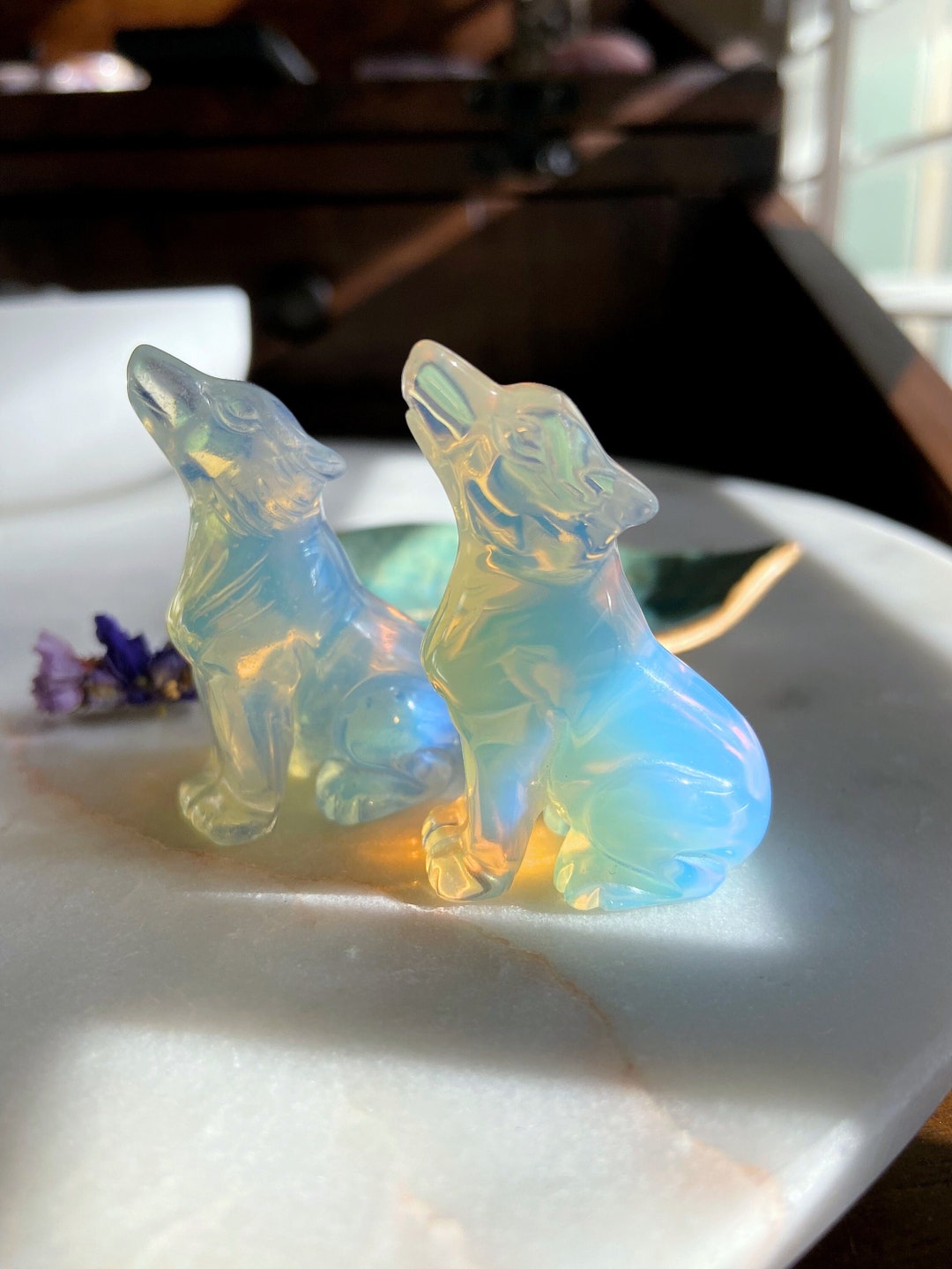 Translucent Opalite Wolf // Healing Crystals - Etsy