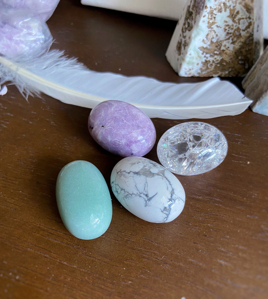 Anxiety Relief Healing Crystal Set | Lepidolite, Clear Quartz, Howlite ...