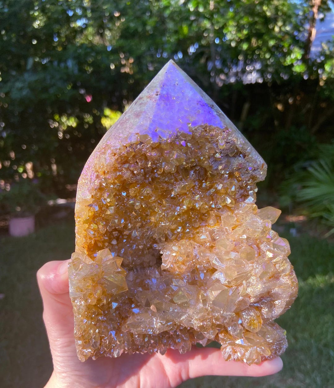 Rare Pink Amethyst Cluster Tower in Gold Aura // Pink Amy Angel Aura ...