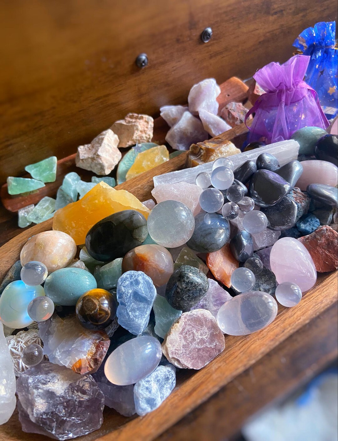 Curated Bag of Assorted Crystals, Raw & Tumbled Gemstones, Crystal Lot ...