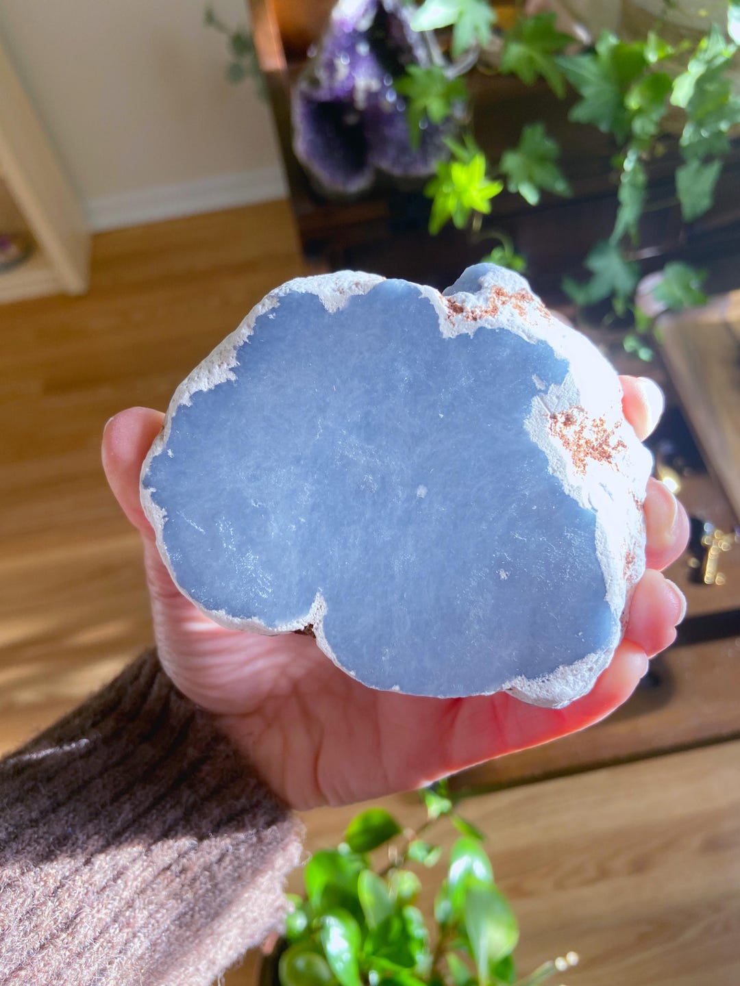 Angelite Healing Crystal, Charging Slab, Cleansing, Gemstone ...