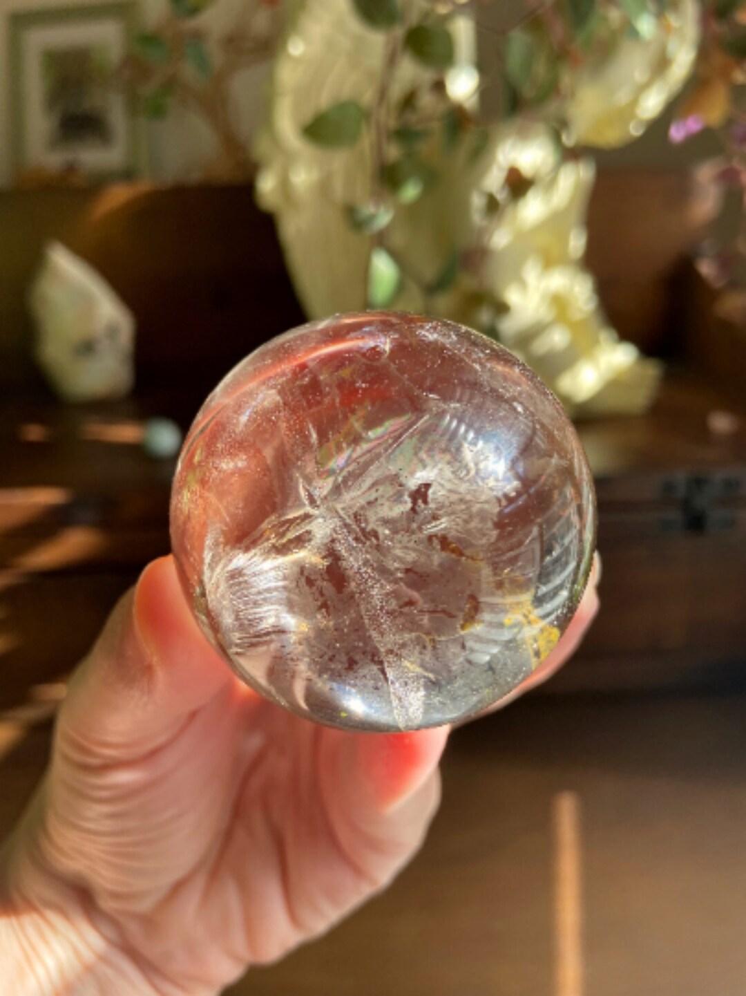 Breathtaking Smoky Citrine Sphere With Angel Wings and Rainbow Flashes ...