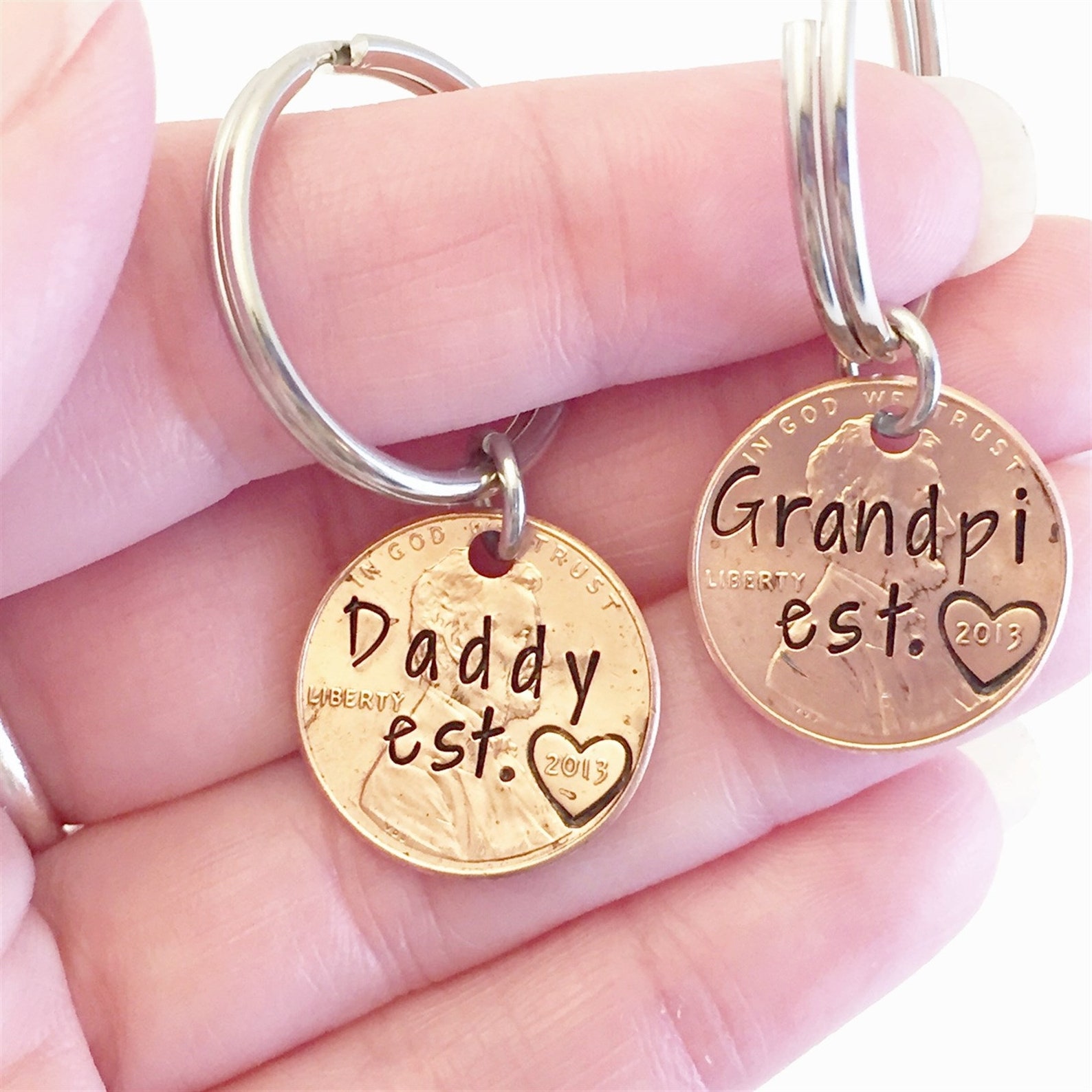 Penny Keychain Lucky Penny Keychain Personalized Keychain - Etsy