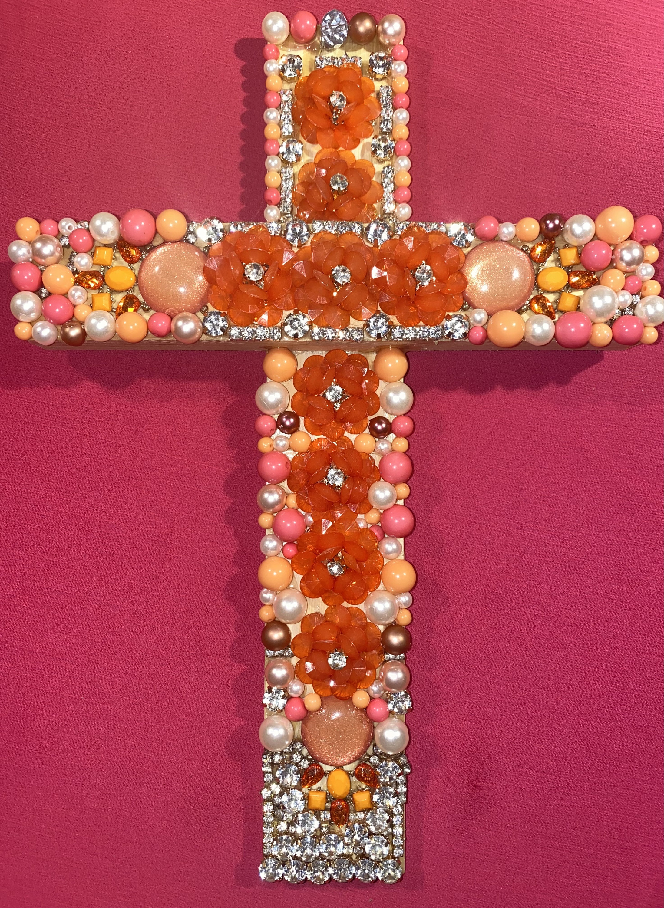 Artisanal Wall Deco Wood Cross W/ Repurposed Jewelry - Etsy