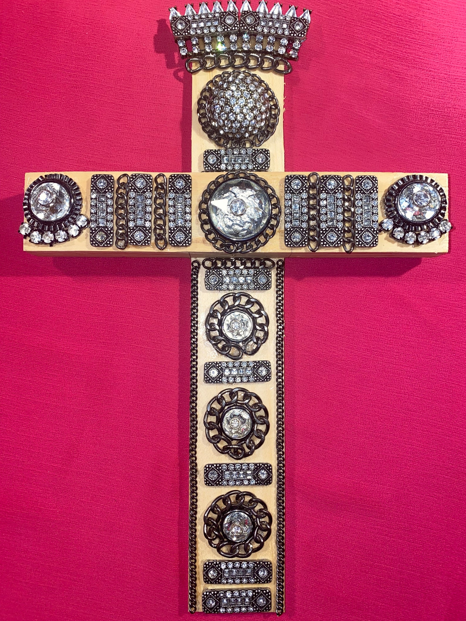 Artisanal Wall Deco Wood Cross W/ Repurposed Jewelry - Etsy