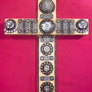 Artisanal Wall Deco Wood Cross W/ Repurposed Jewelry - Etsy