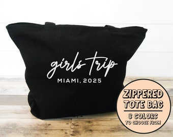 Zipper Tote Bag, Girls Weekend Tote, Girls Trip Tote, Girls Trip Bag ...