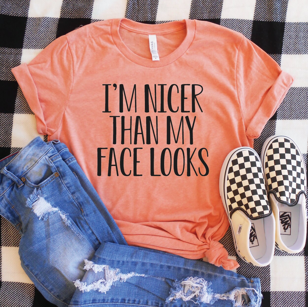 I'm Nicer Than My Face Looks Shirt Funny Unisex Tee | Etsy