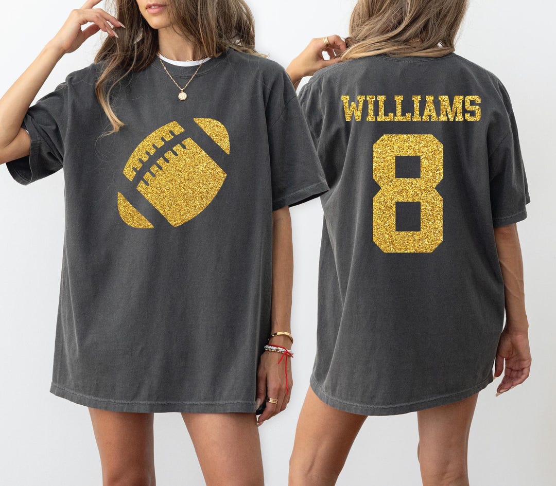 Comfort Colors Custom Football Shirt, Glitter Football With Glitter ...