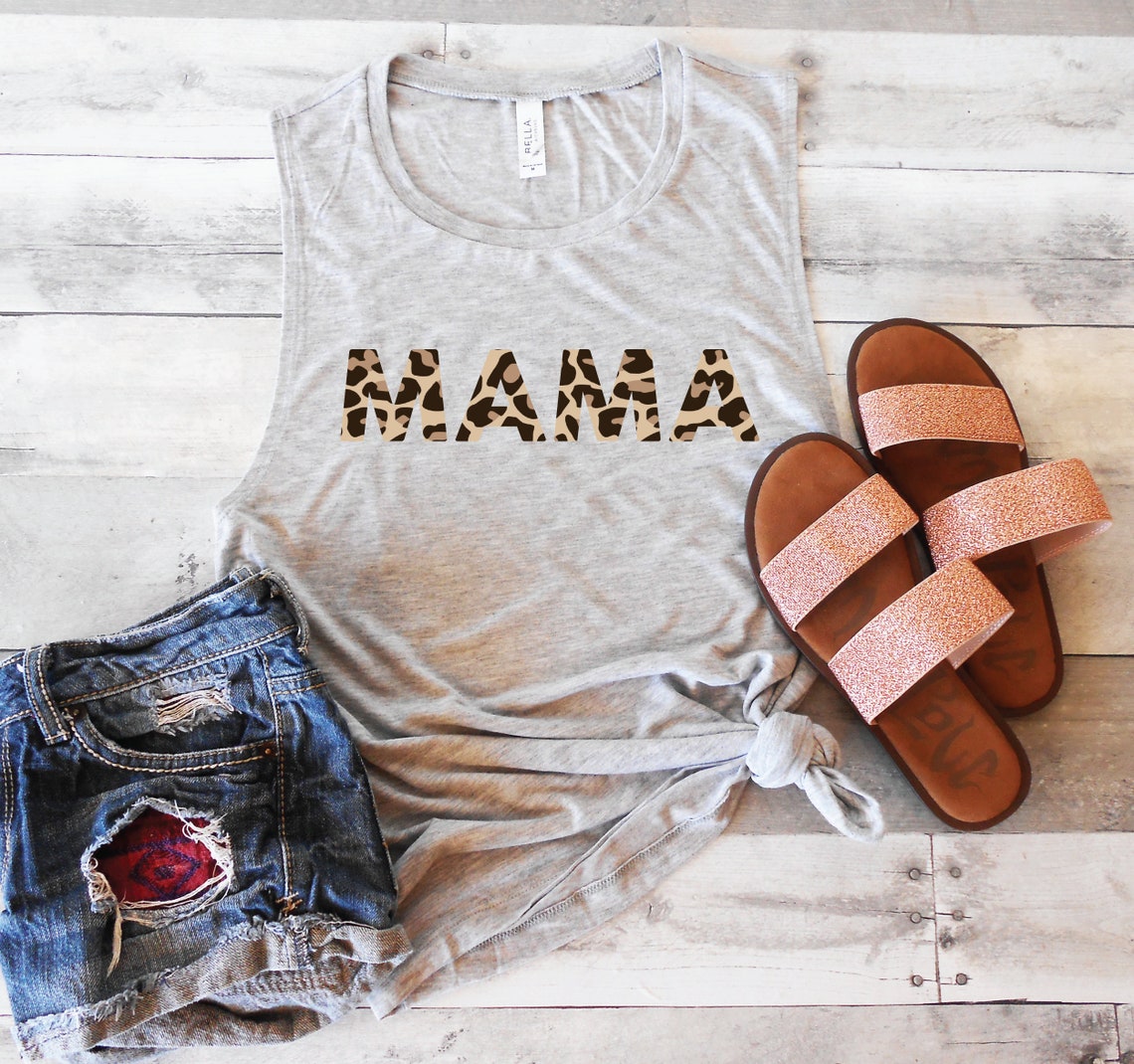 Mama Leopard Print Muscle Tank Cute Mom Tank Mama Tank - Etsy