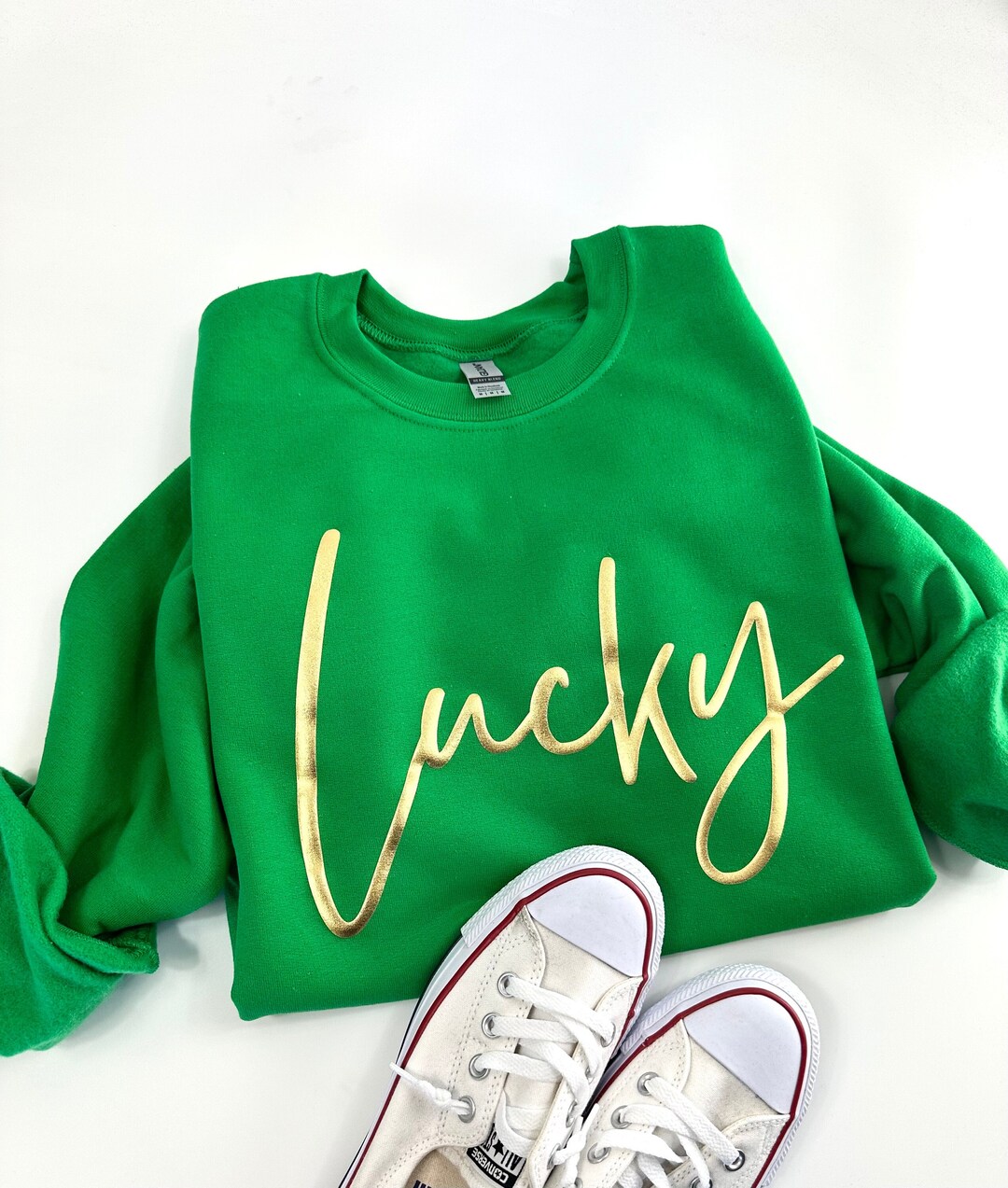 Lucky Embossed Sweatshirt, St. Patrick's Day Puff Print Sweater, St ...