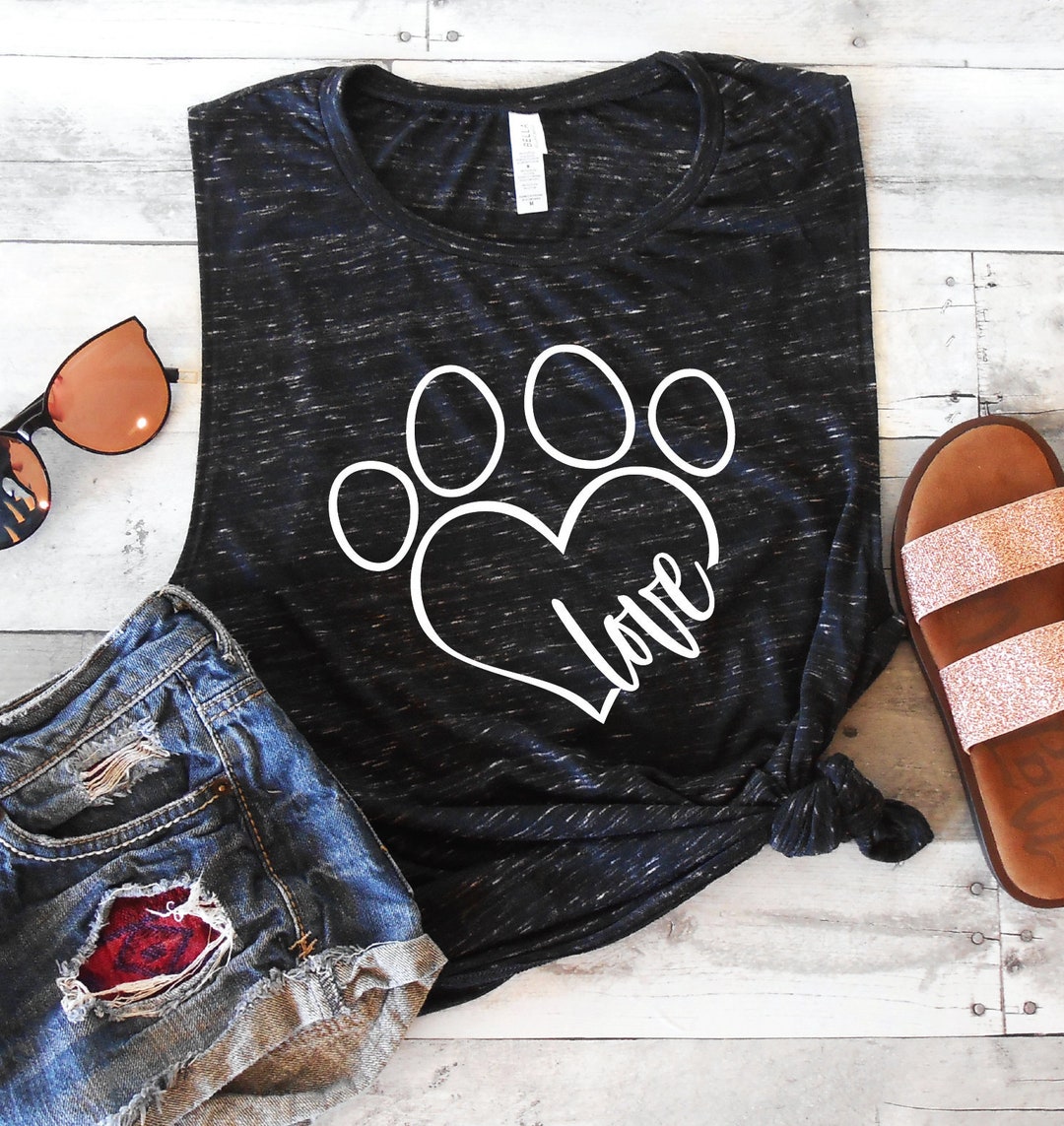 Pawprint Muscle Tank Muscle Tee Dog Owner Tank Love Dogs Shirt Dog ...