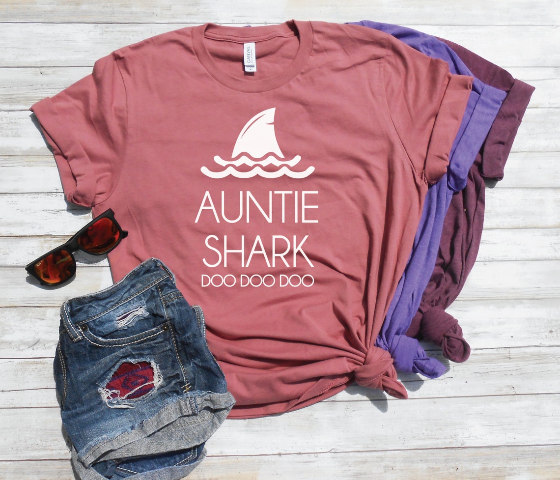 Auntie Shark Doo Doo Doo Shirt Aunt Shark Auntie Shark | Etsy