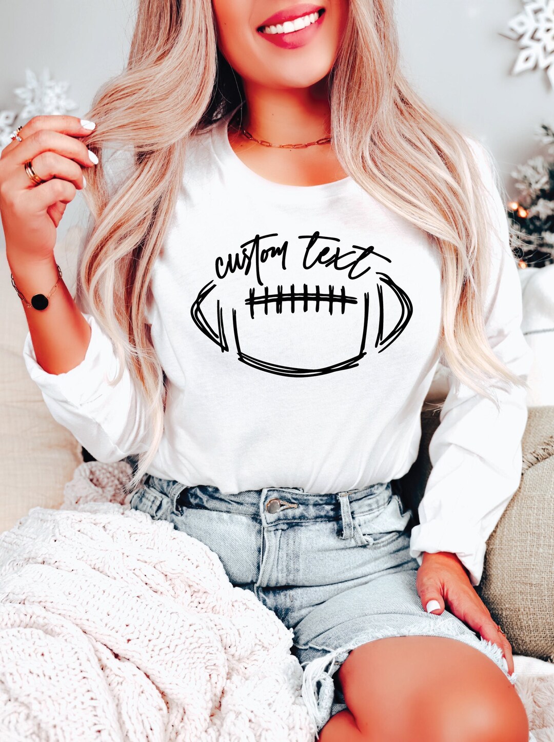 Custom Football Long Sleeve, Football Long Sleeve Tee, Football T-shirt ...