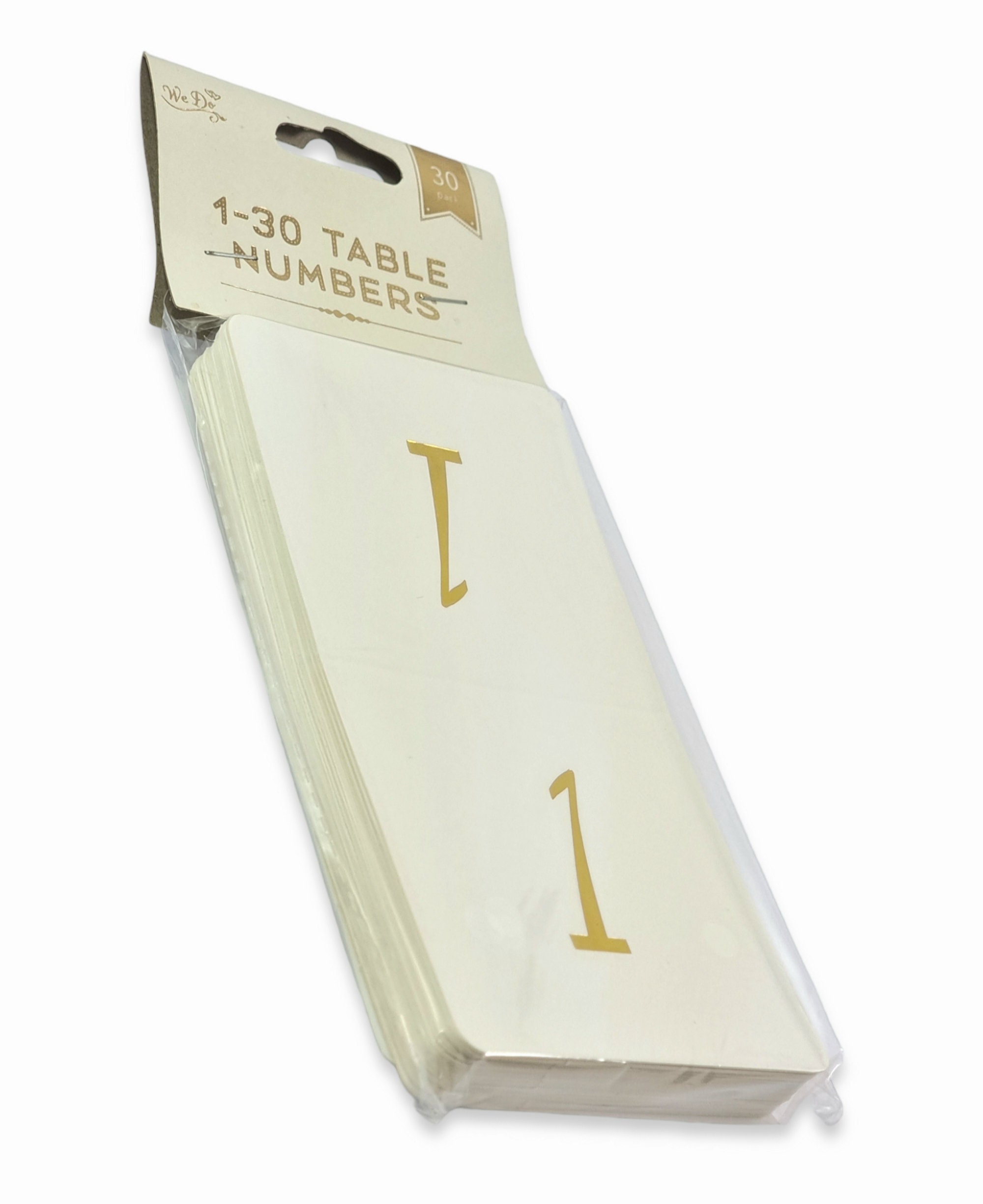 Table Numbers 1 to 30, Foldable Freestanding Gold on White Gloss Card ...