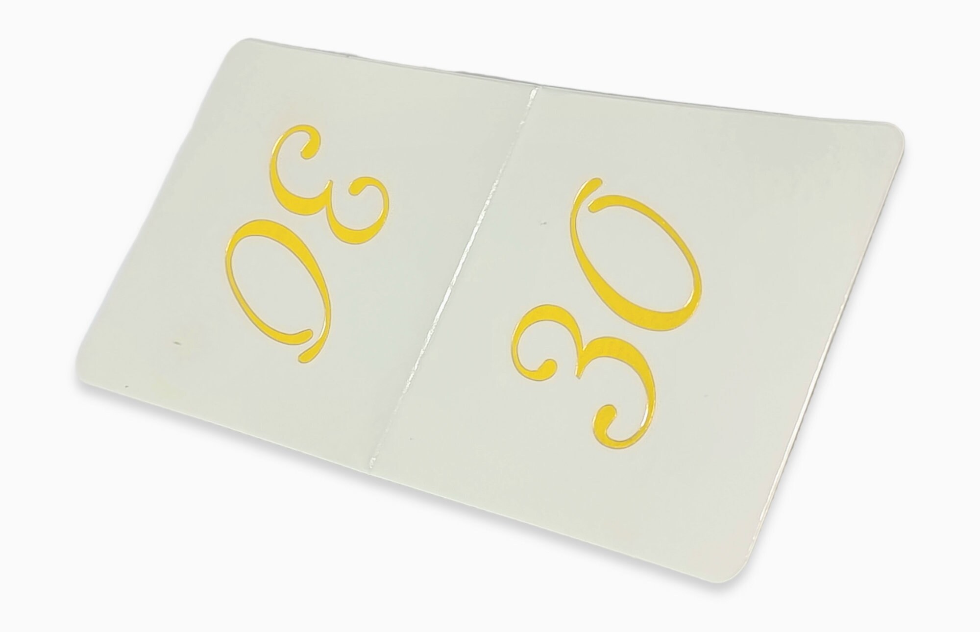 Table Numbers 1 to 30, Foldable Freestanding Gold on White Gloss Card ...