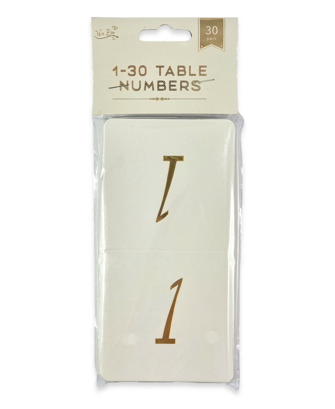 Table Numbers 1 to 30, Foldable Freestanding Gold on White Gloss Card ...
