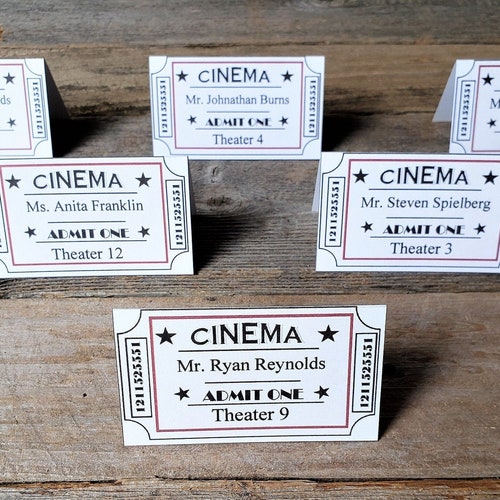 Vintage Movie Ticket Placecard printable/editable - Etsy