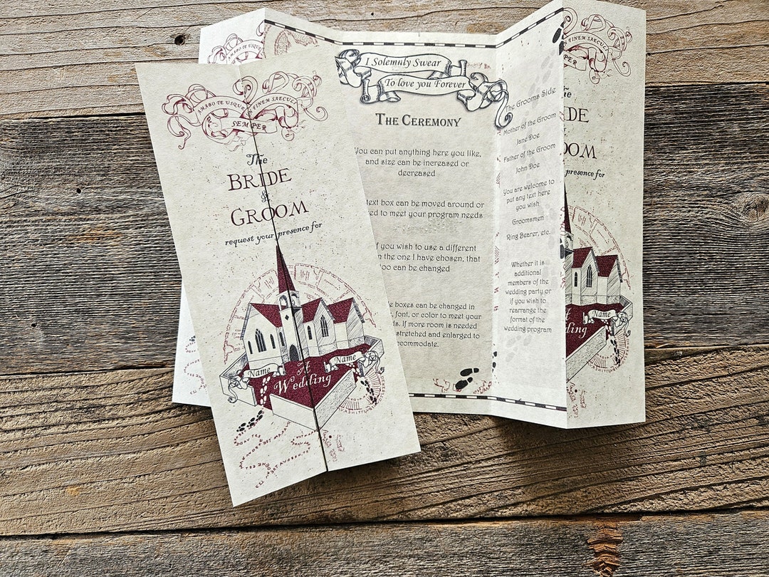 Printable Wizard Church Wedding Program Letter/a4 (editable Text) - Etsy