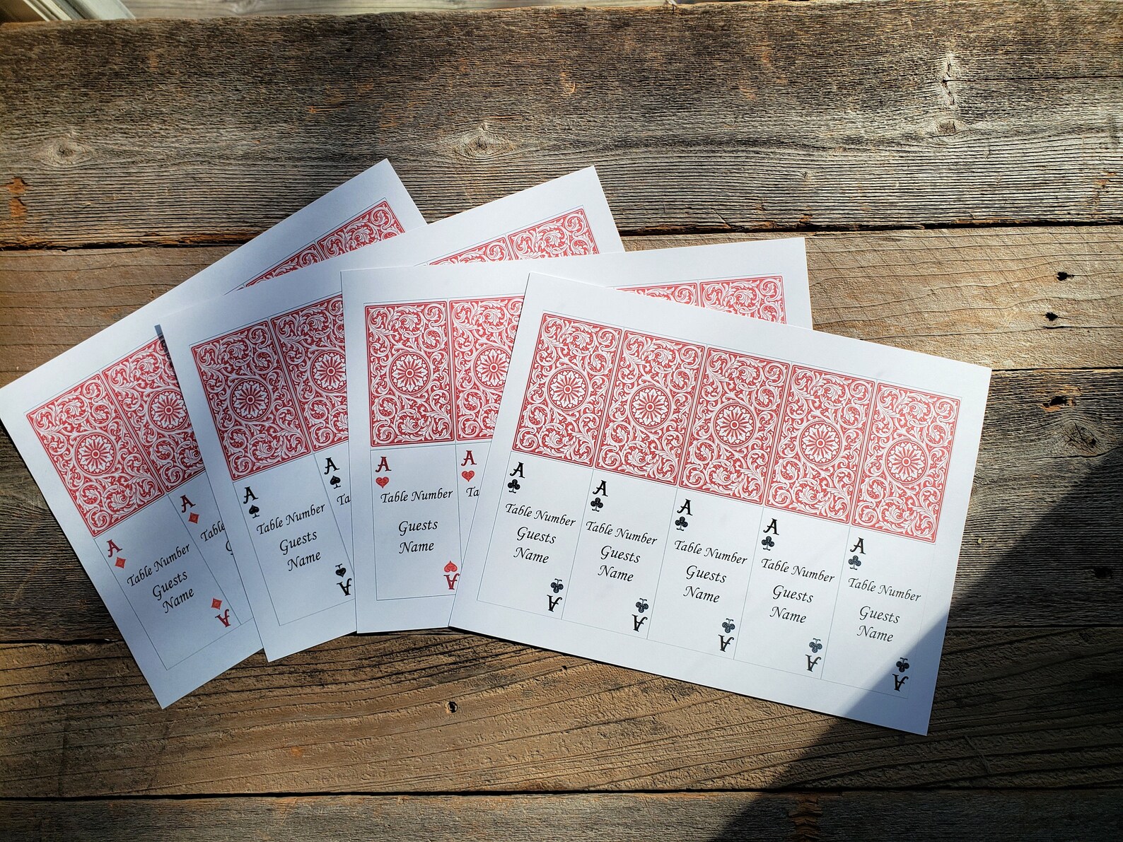 Printable Playing Card Placecard (editable) - Etsy