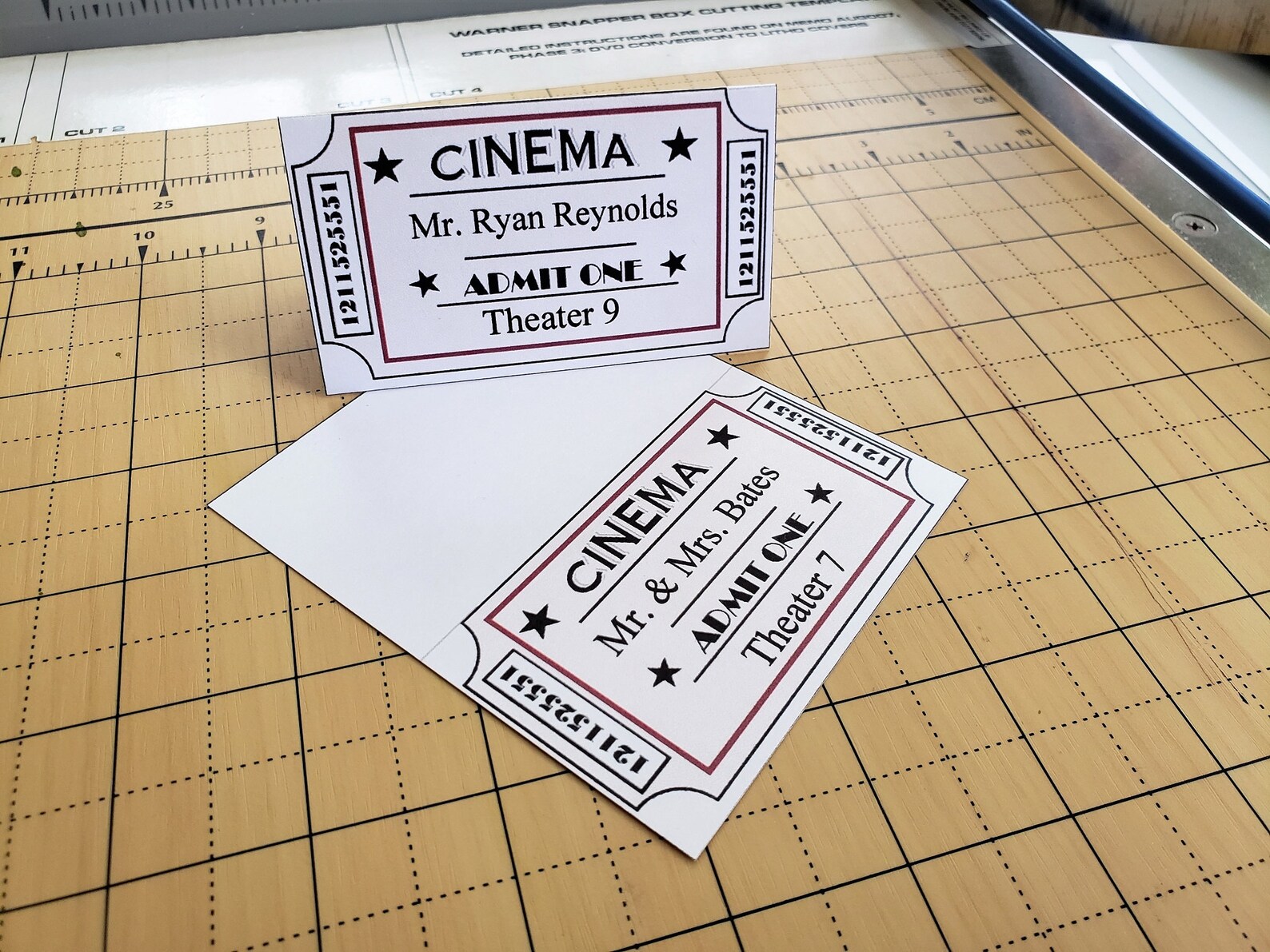 Vintage Movie Ticket Placecard (printable/editable) - Etsy